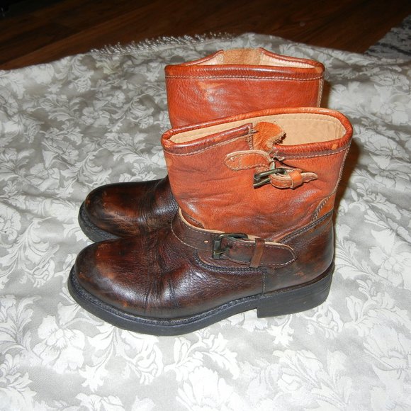 Ash | Shoes | Ash Tears Biker Boots 2 Tone Brown Leather Ankle Buckle ...